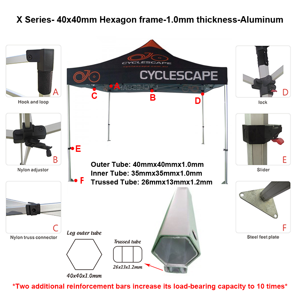 X Series 40x40mm Hexagon Aluminum Frame