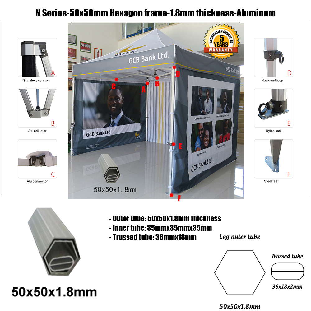 N Series 50x50mm Hexagon Frame – 1.8mm Thick Aluminum for Robust Displays