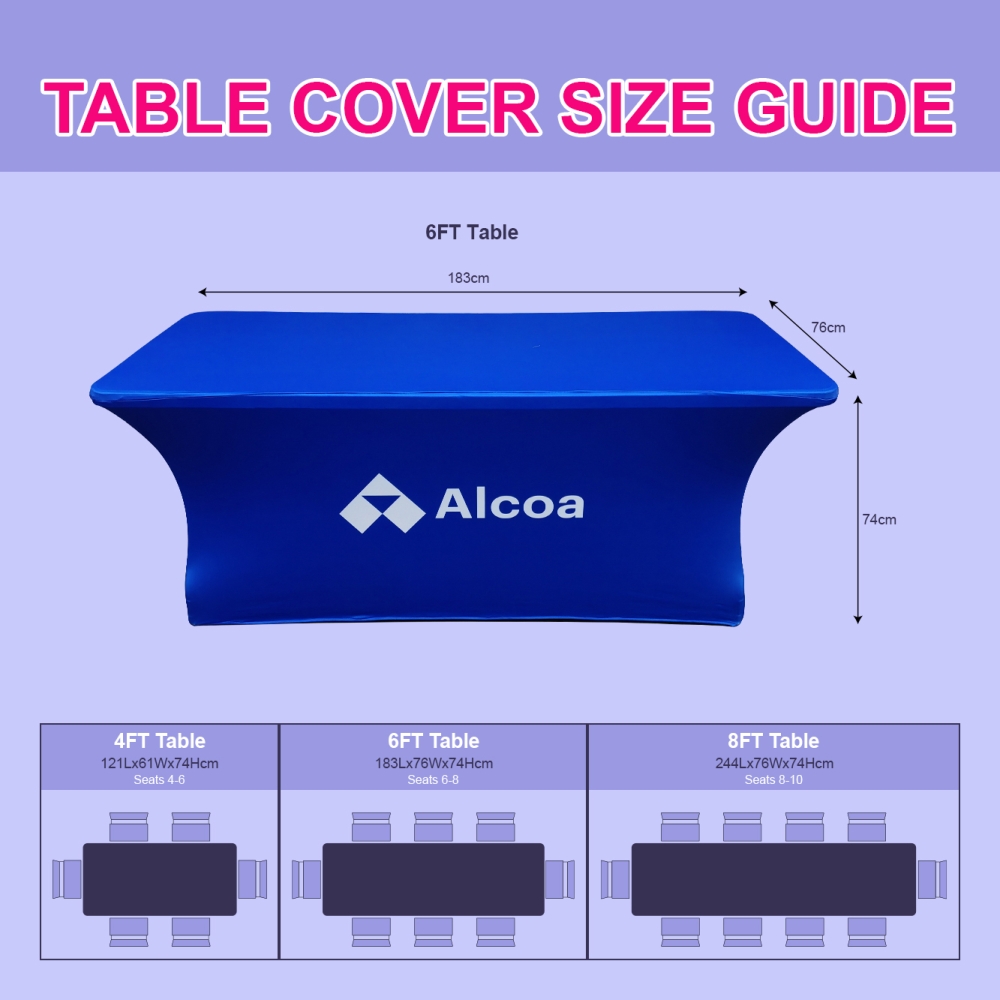 6ft Stretch Table Cover – Custom Fit & Stylish Tablecloth for Events